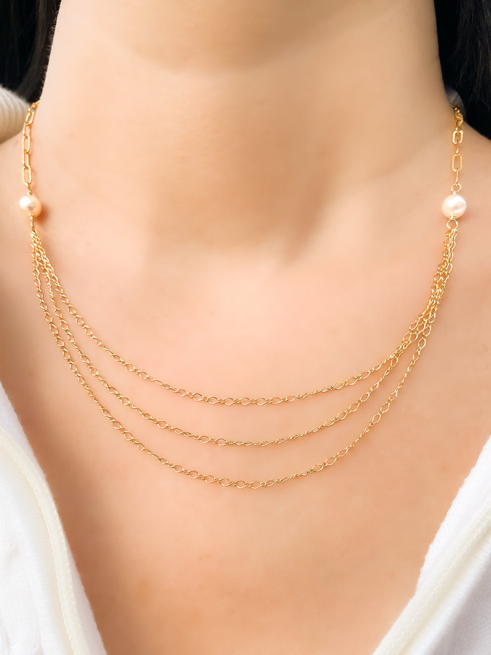 Gold Three Chain Necklace – STV Jewelry